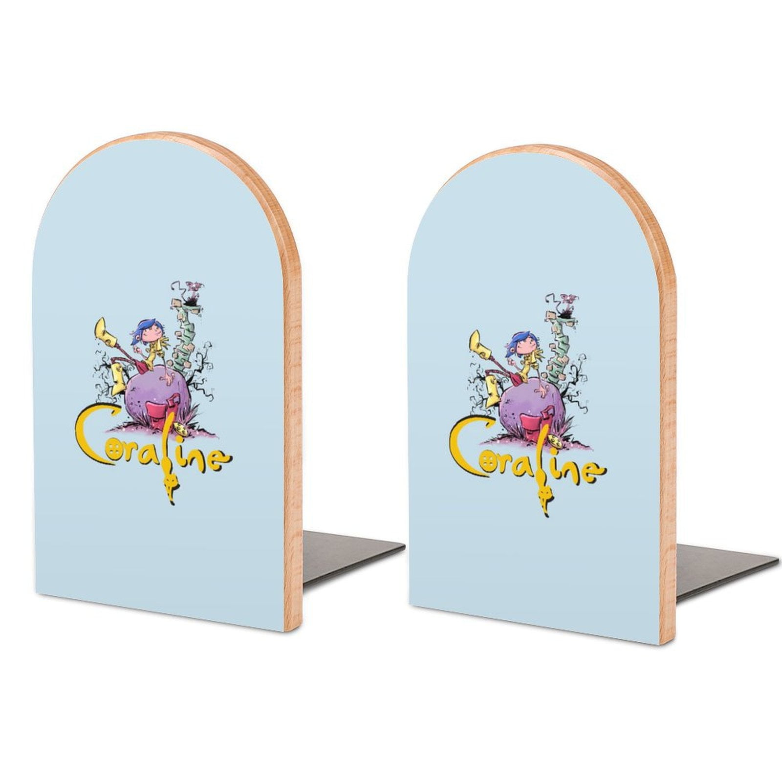 Coraline Movie Bookends Wood Book Divider Decorative Shelves Non-Skid ...