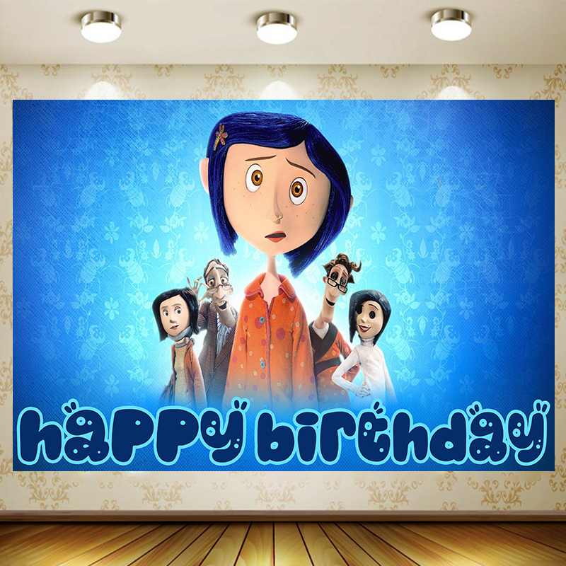 Coraline Party Supplies Decoration Backdrop Baby Shower Banner Kid ...