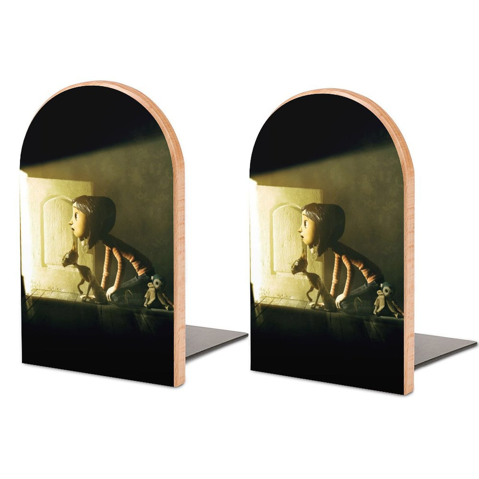 Coraline Secret Bookends Wood Book Divider Decorative Shelves Non-Skid ...