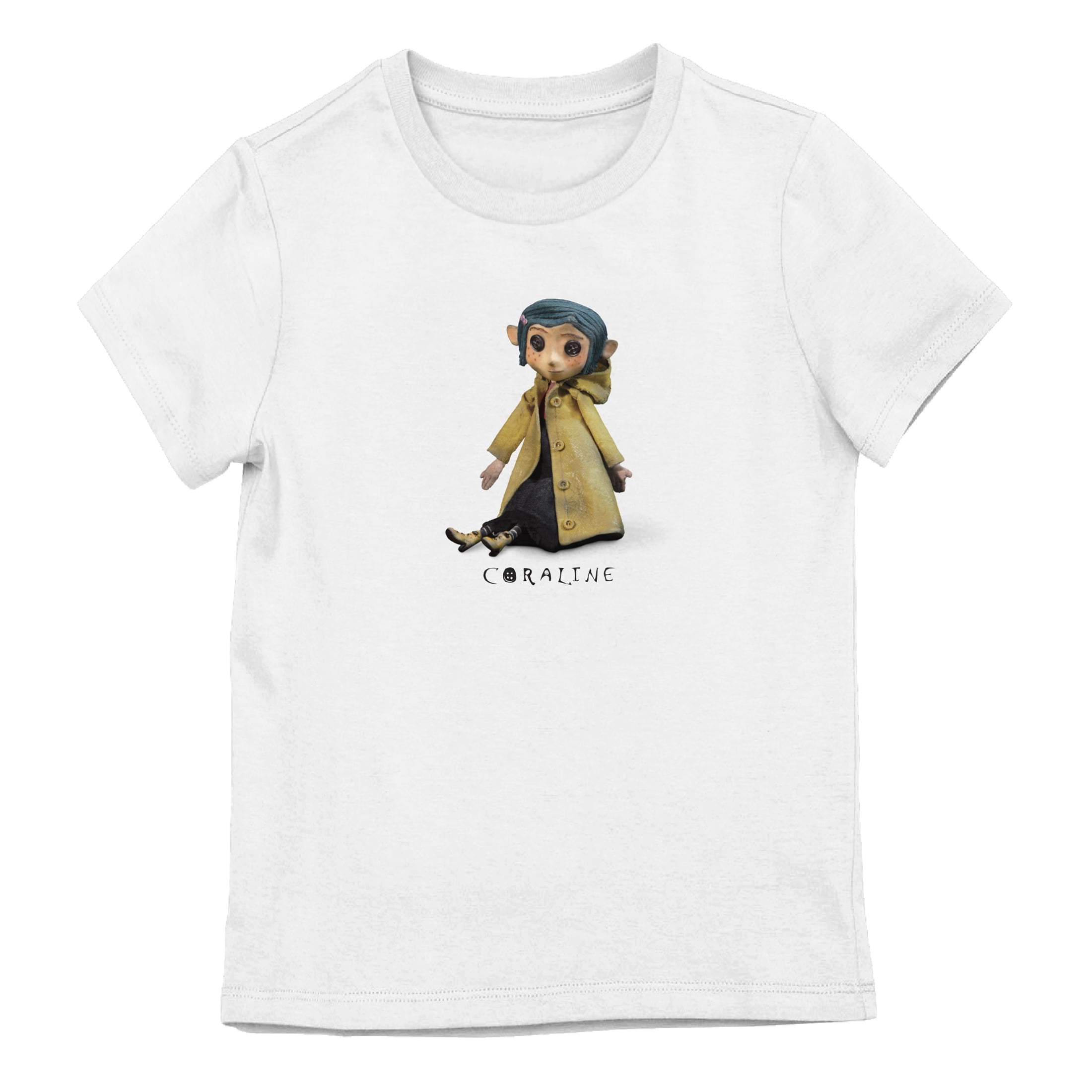 Coraline Sitting Doll Youth Girl White Short Sleeve Tee - Small ...