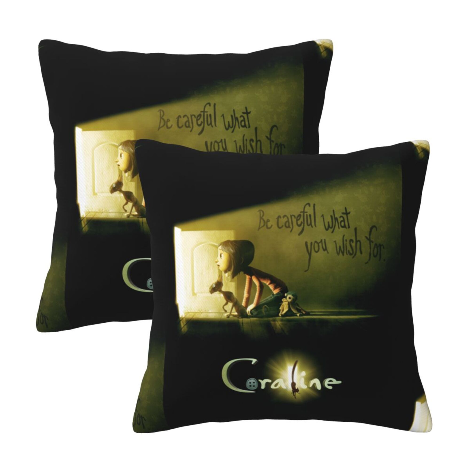 Coraline Throw Pillow Covers Set of 2, Polyester Decor Pillow Covers ...