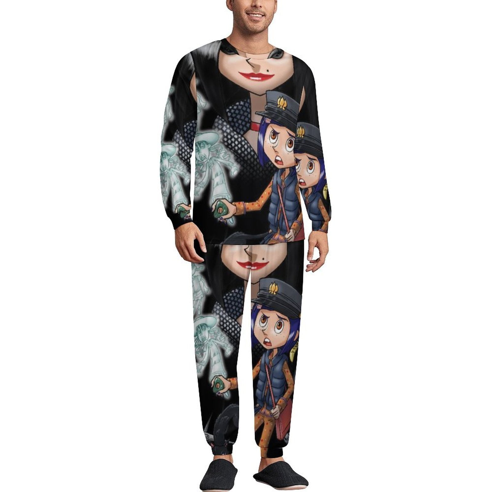 Coraline Unisex Adults Round Neck Pajama Set Two Piece Set Pajama Suit ...