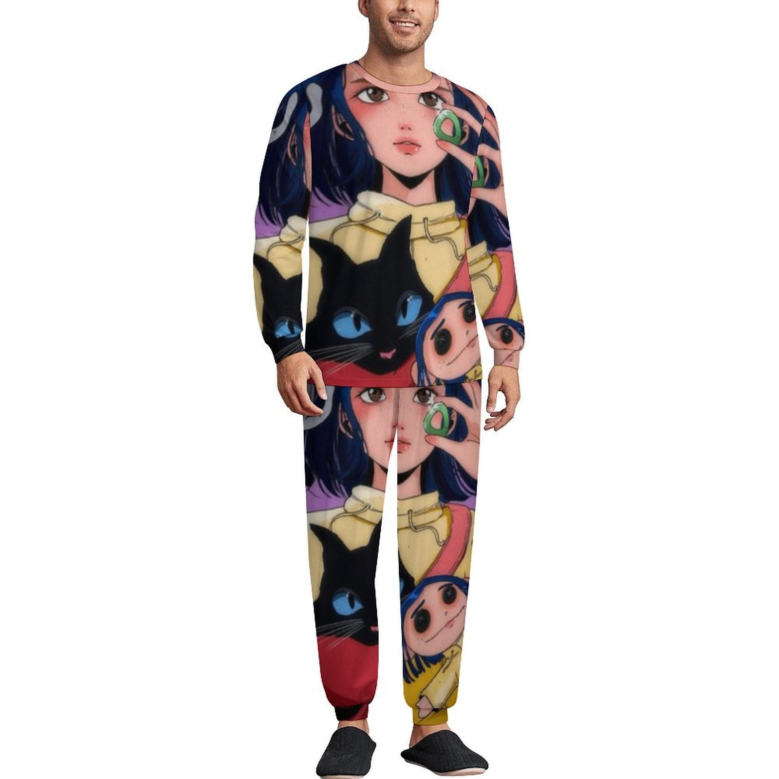 Coraline Unisex Adults Round Neck Pajama Set Two Piece Set Pajama Suit ...