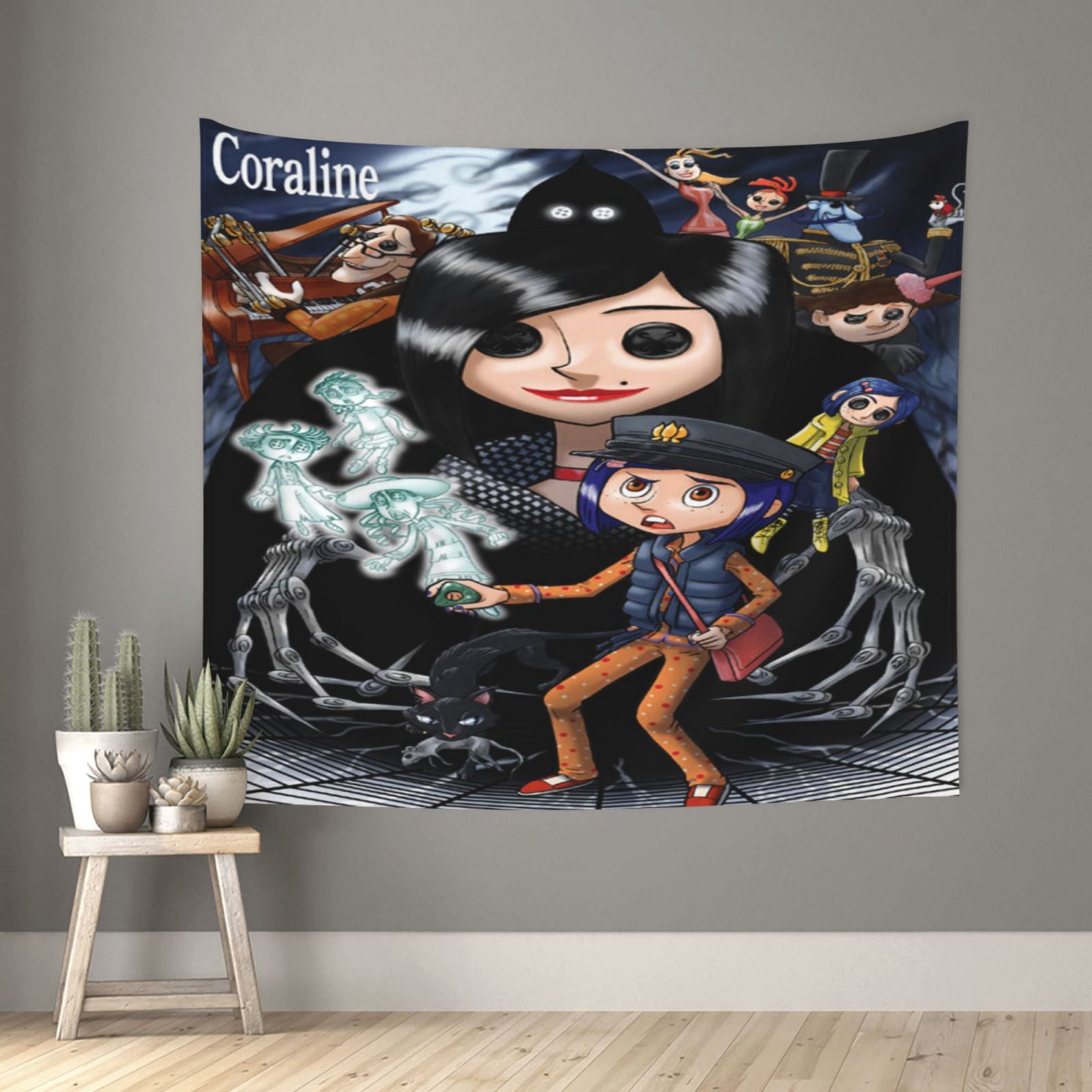 Coraline Wall Tapestry Anime Poster For Bedroom Aesthetics Funny Room ...