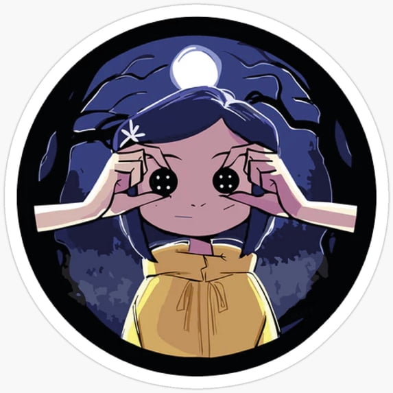 Coraline With Button Eyes Sticker Phone Decal Water Bottle Stickers Car ...
