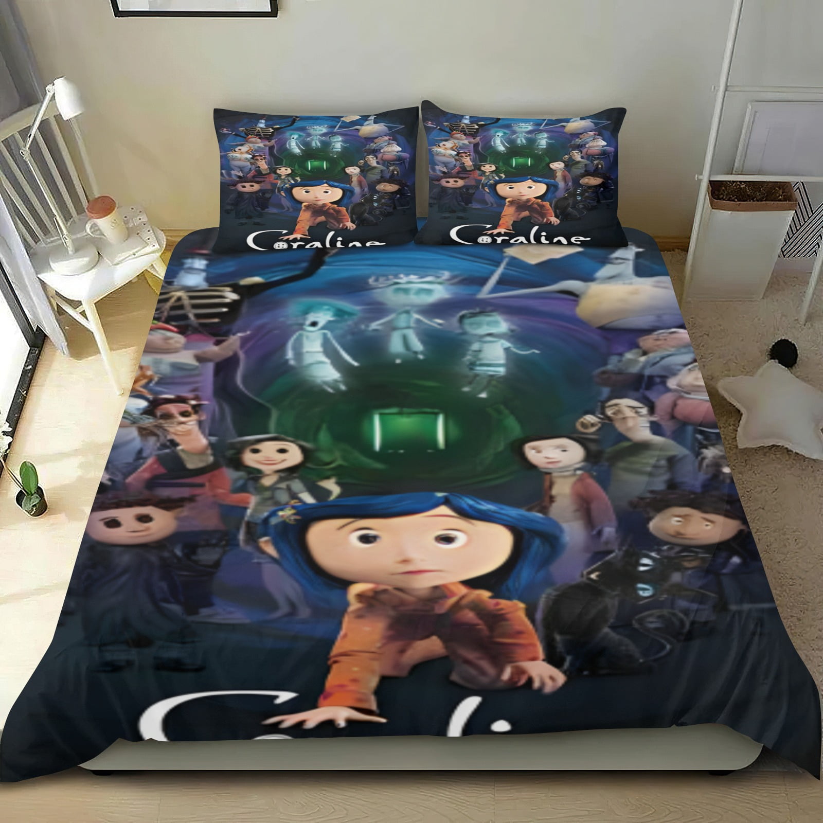Coraline thin bedding set has One duvet cover and two pillowcases, and ...