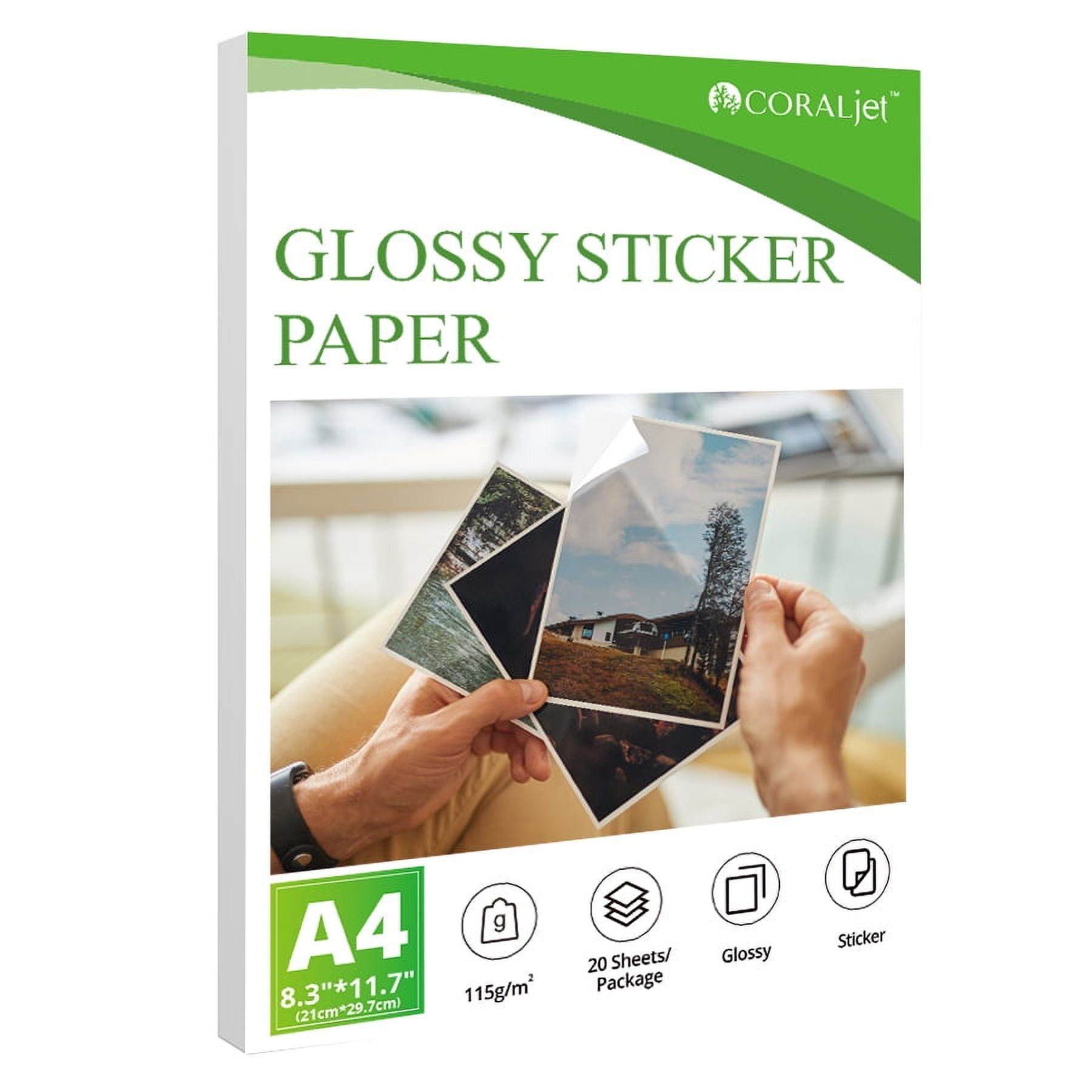 Coraljet 20/50 sheets of A4/A6/Letter High-Quality Glossy Sticker Paper ...
