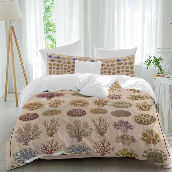 Corals 4 Piece Duvet Cover Set Twin Size Retro Colorful Ocean Corals ...