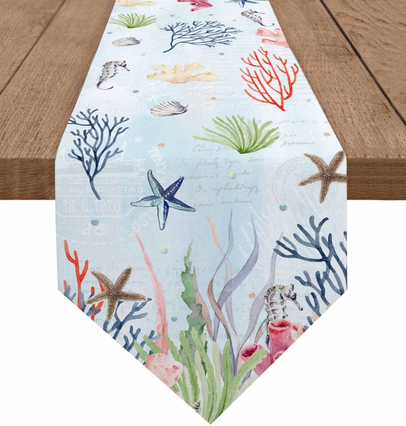 Corals Blue Cotton and Linen Triangle Table Runners Dresser Scarves ...