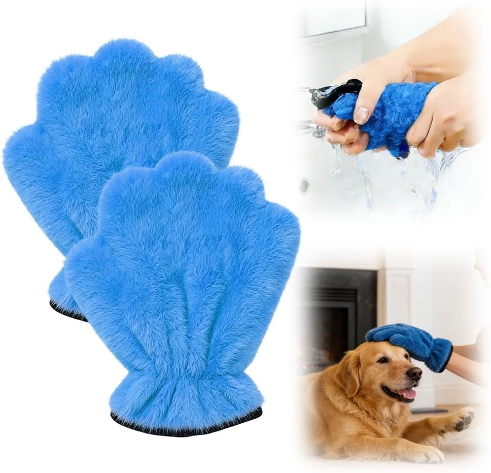 Corals Fleece Pet Grooming Gloves, 2026 New Multi-Functional Bath Towel ...