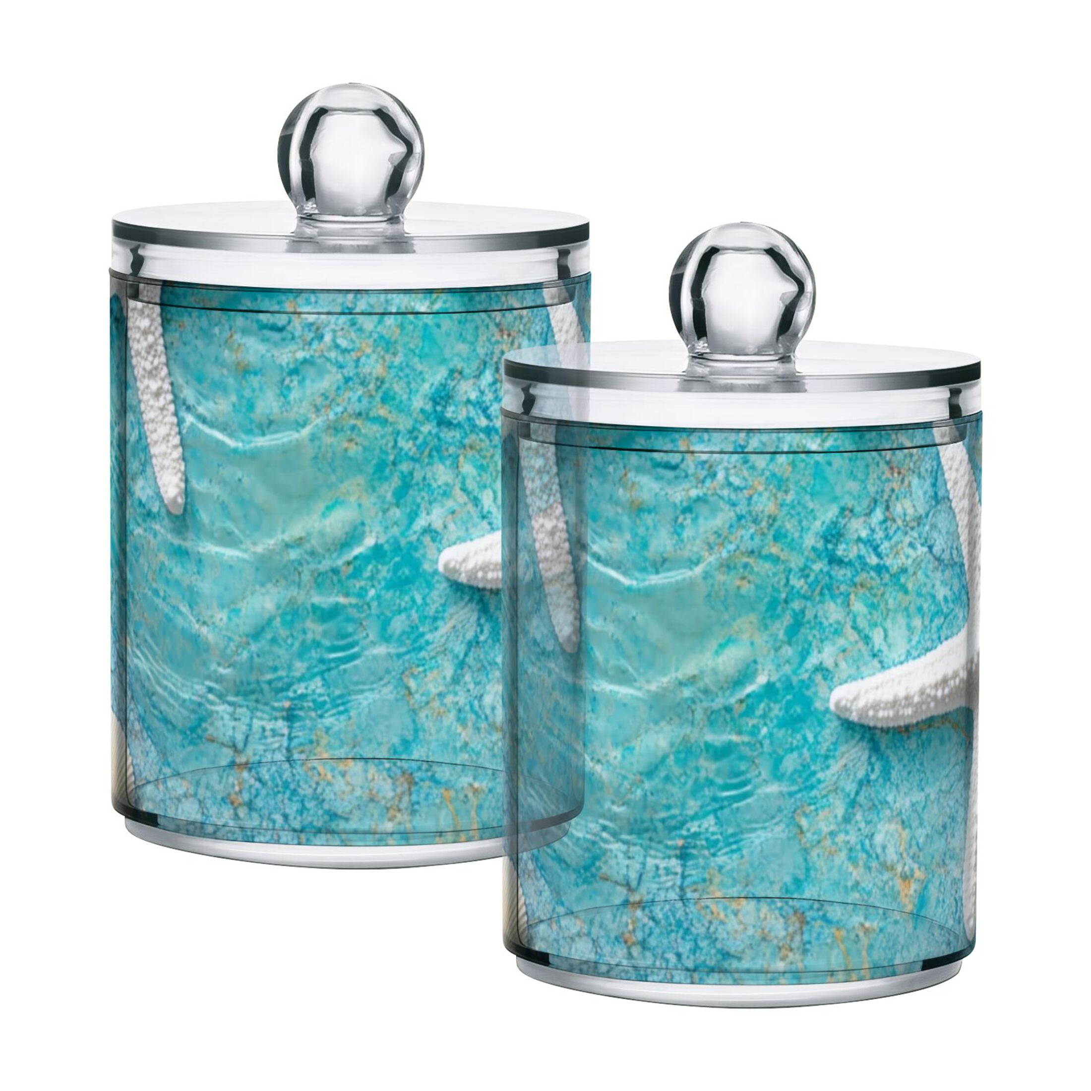 Corals Shells Starfishes Translucent Plastic Cans Storage Canisters ...