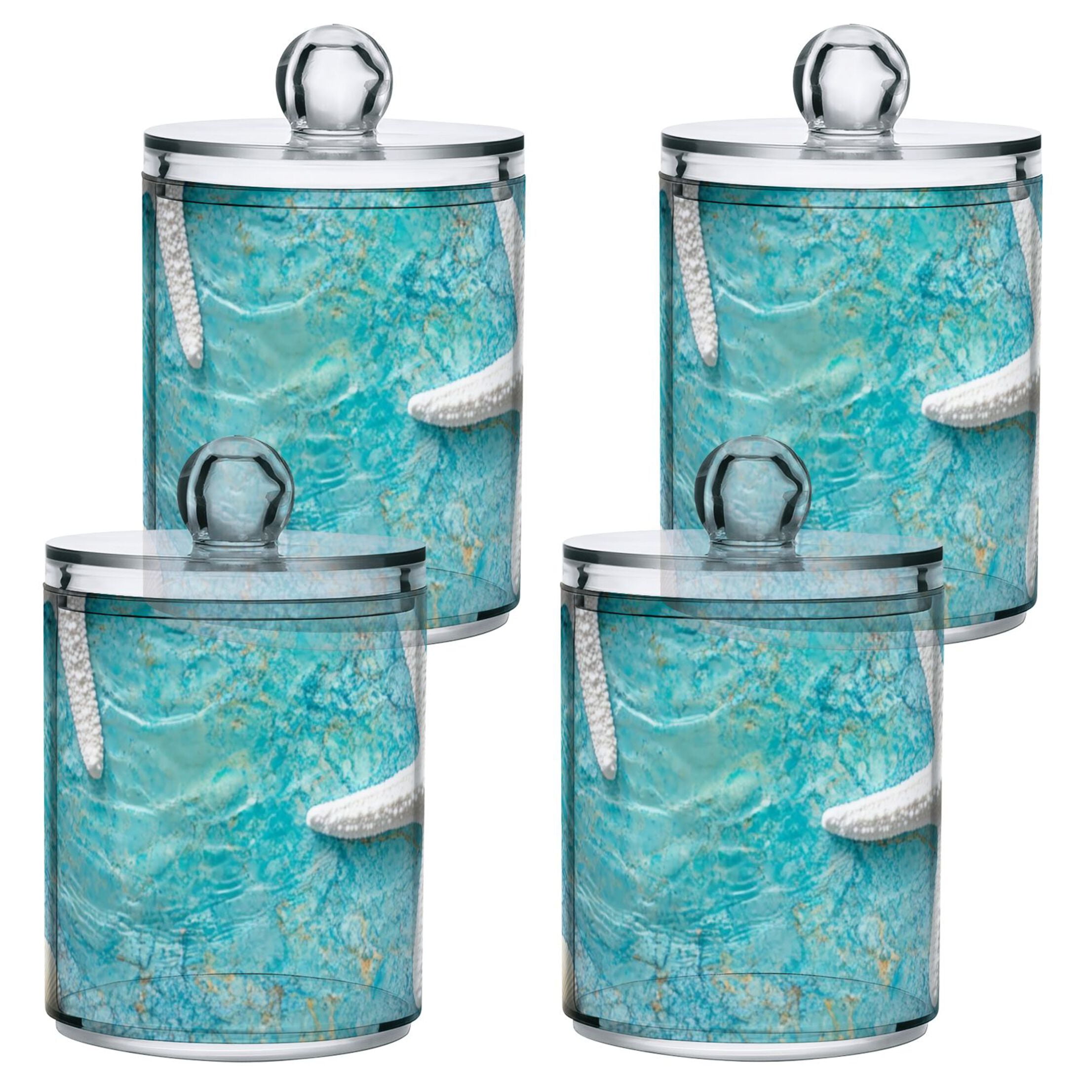 Corals Shells Starfishes Translucent Plastic Cans Storage Canisters ...
