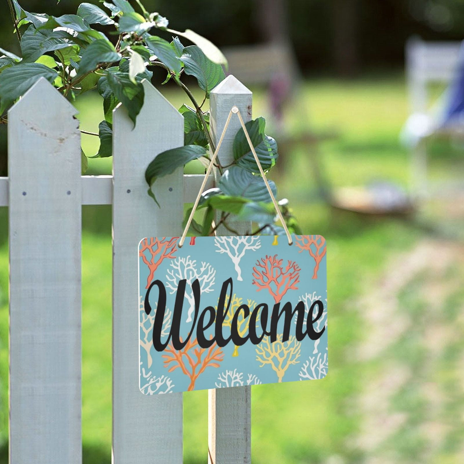 Corals Welcome Sign for Front Door Porch Wreath Door Sign Home ...