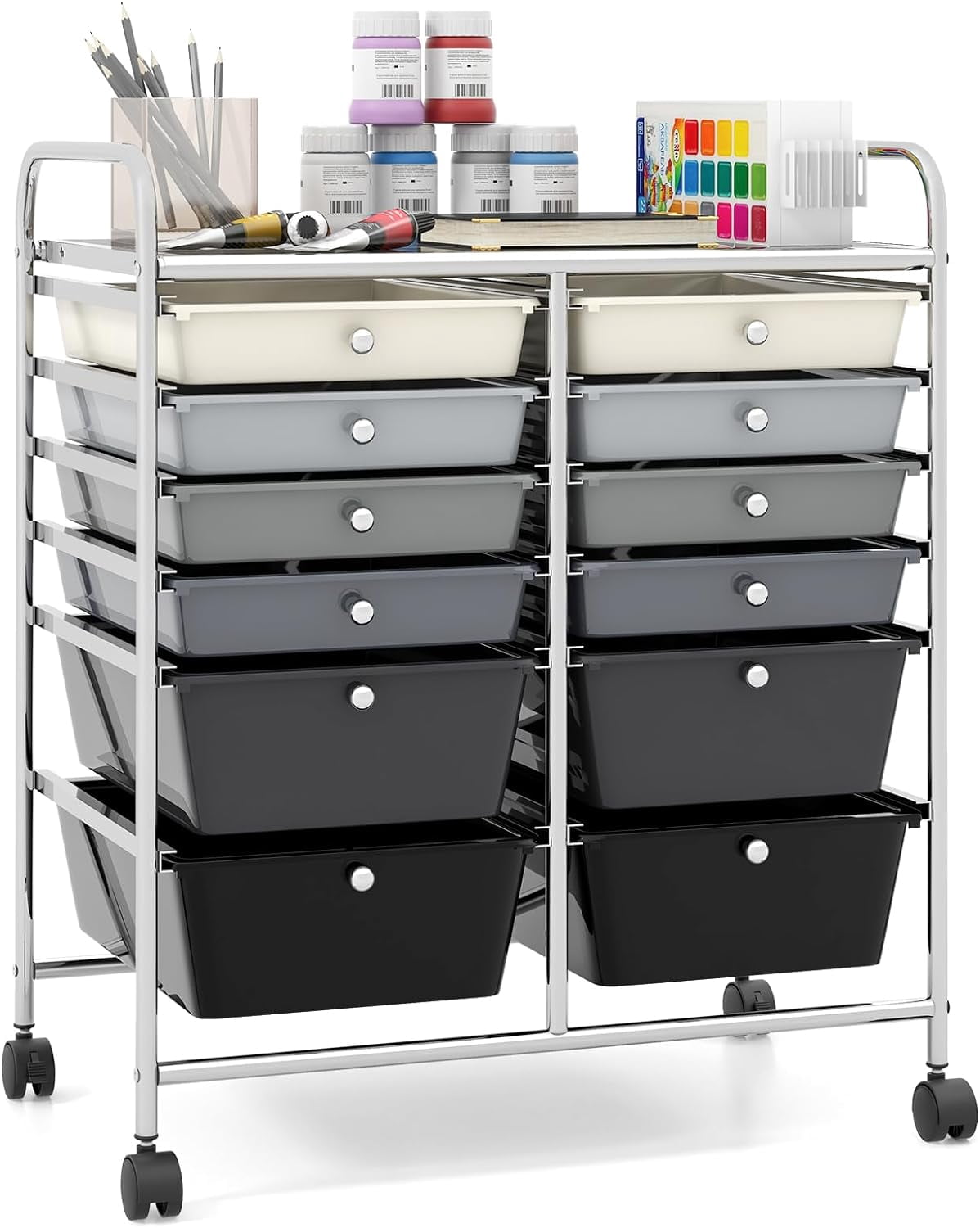 Coraluna 12 Drawer Rolling Storage Cart Tools Scrapbook Paper Office ...