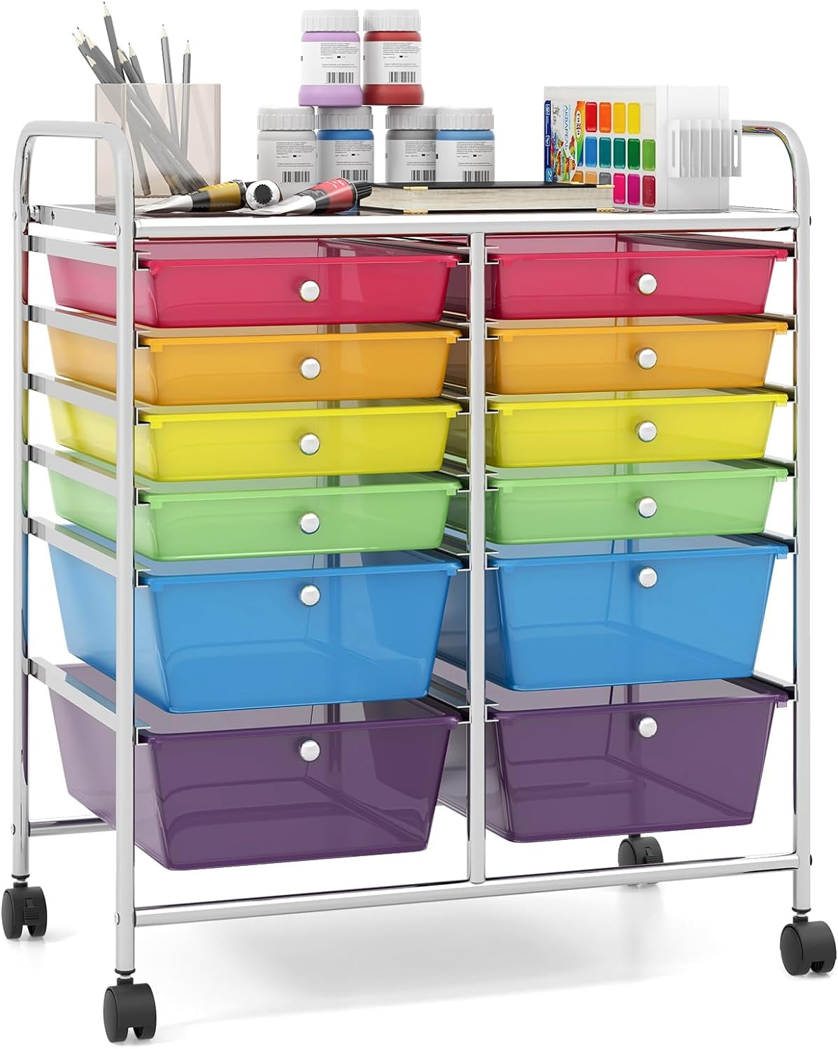 Coraluna 12 Drawer Rolling Storage Cart Tools Scrapbook Paper Office ...