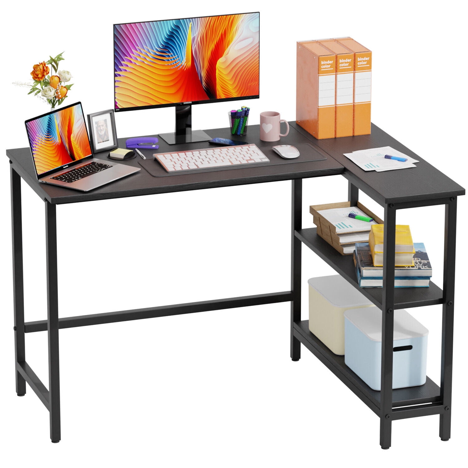 Coraluna 39/43 Inch L-Shaped Computer Desk,Gaming Desk w/ Durable Metal ...