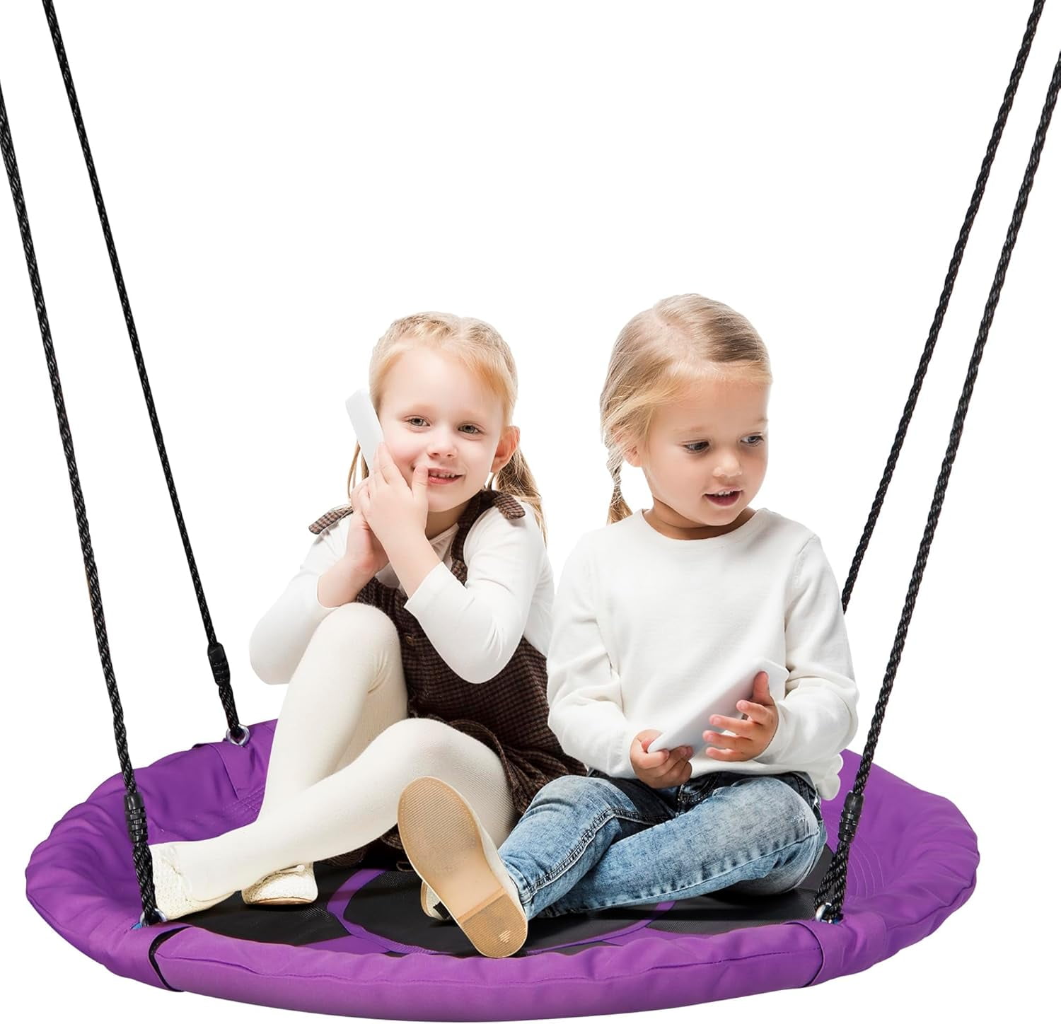 Coraluna 40 Inch Purple Saucer Tree Swing Set for Kids Adults 800lb ...