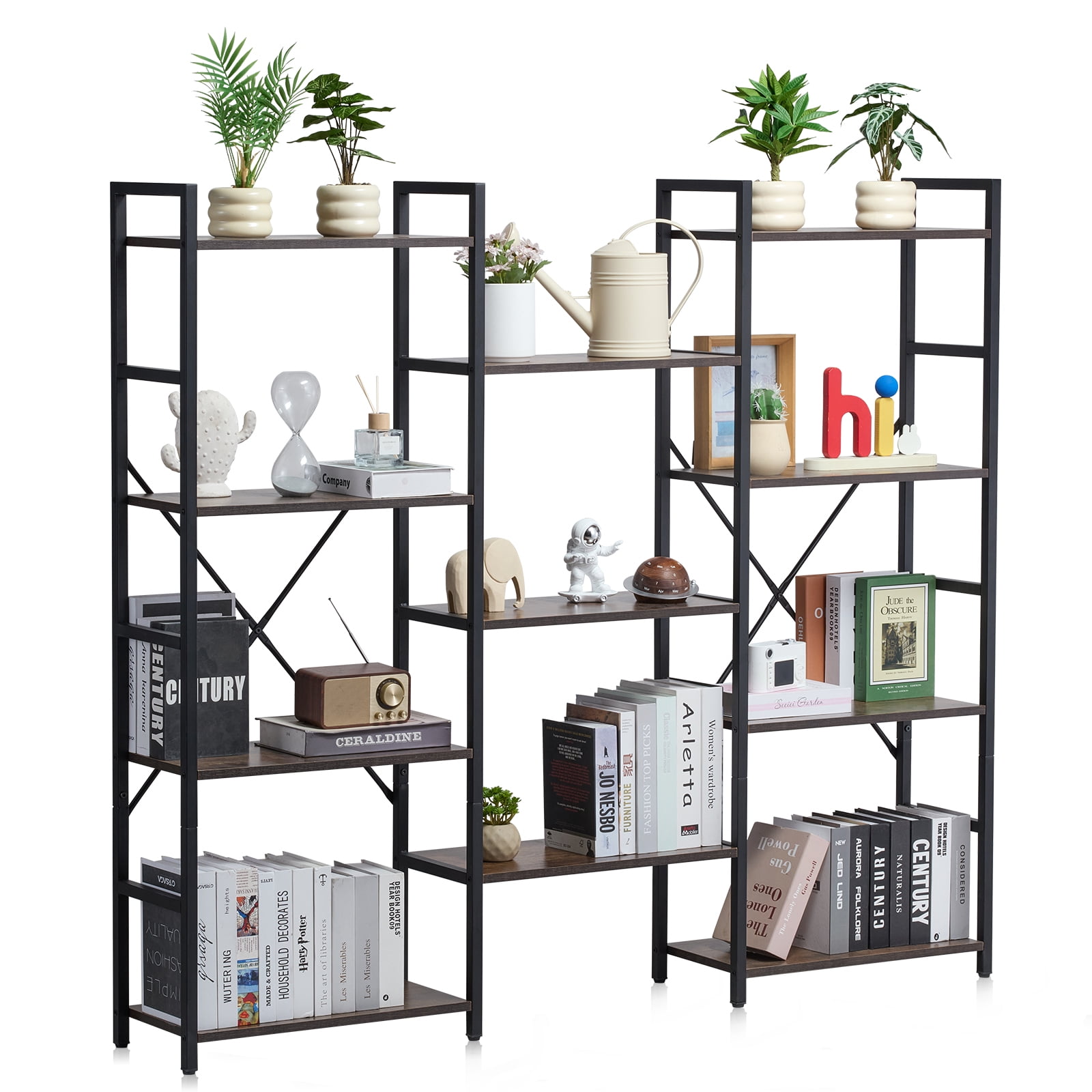 Coraluna Bookshelf, Industrial Bookshelf, Small Rustic Storage Display ...