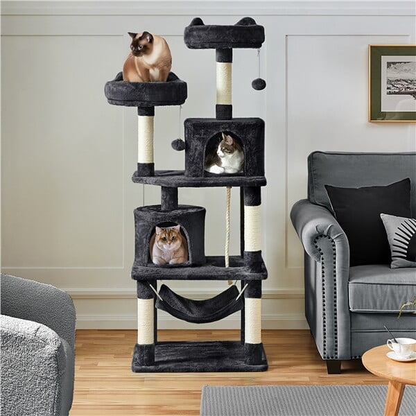 Coraluna Cat Tree Multi-Level Cat Tower with Large Cat Condo＆Cozy ...