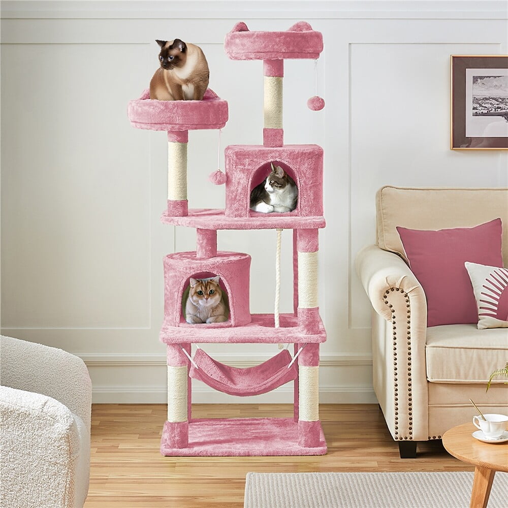 Coraluna Cat Tree Multi-Level Cat Tower with Large Cat Condo＆Cozy ...