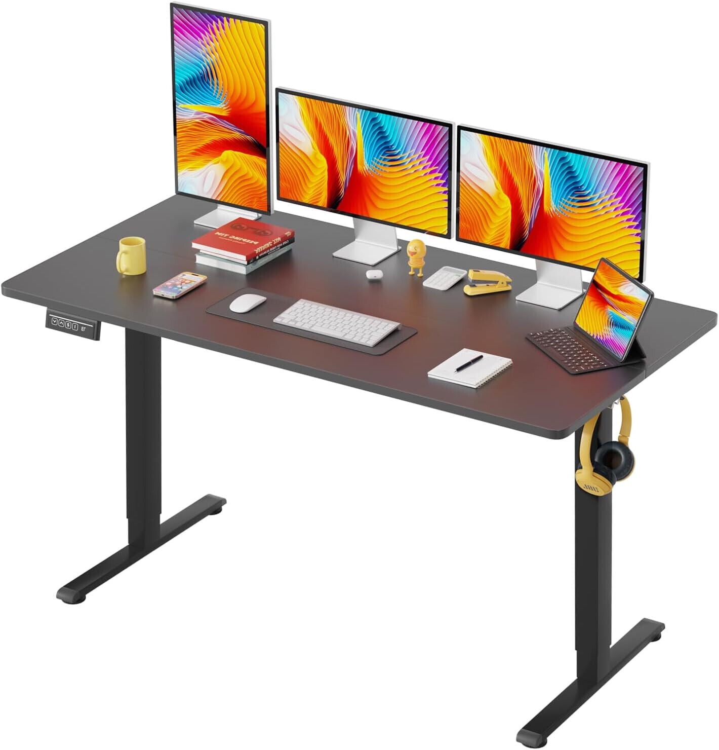 Coraluna Electric Height Adjustable Standing Desk Large 55 x 24 Inches ...