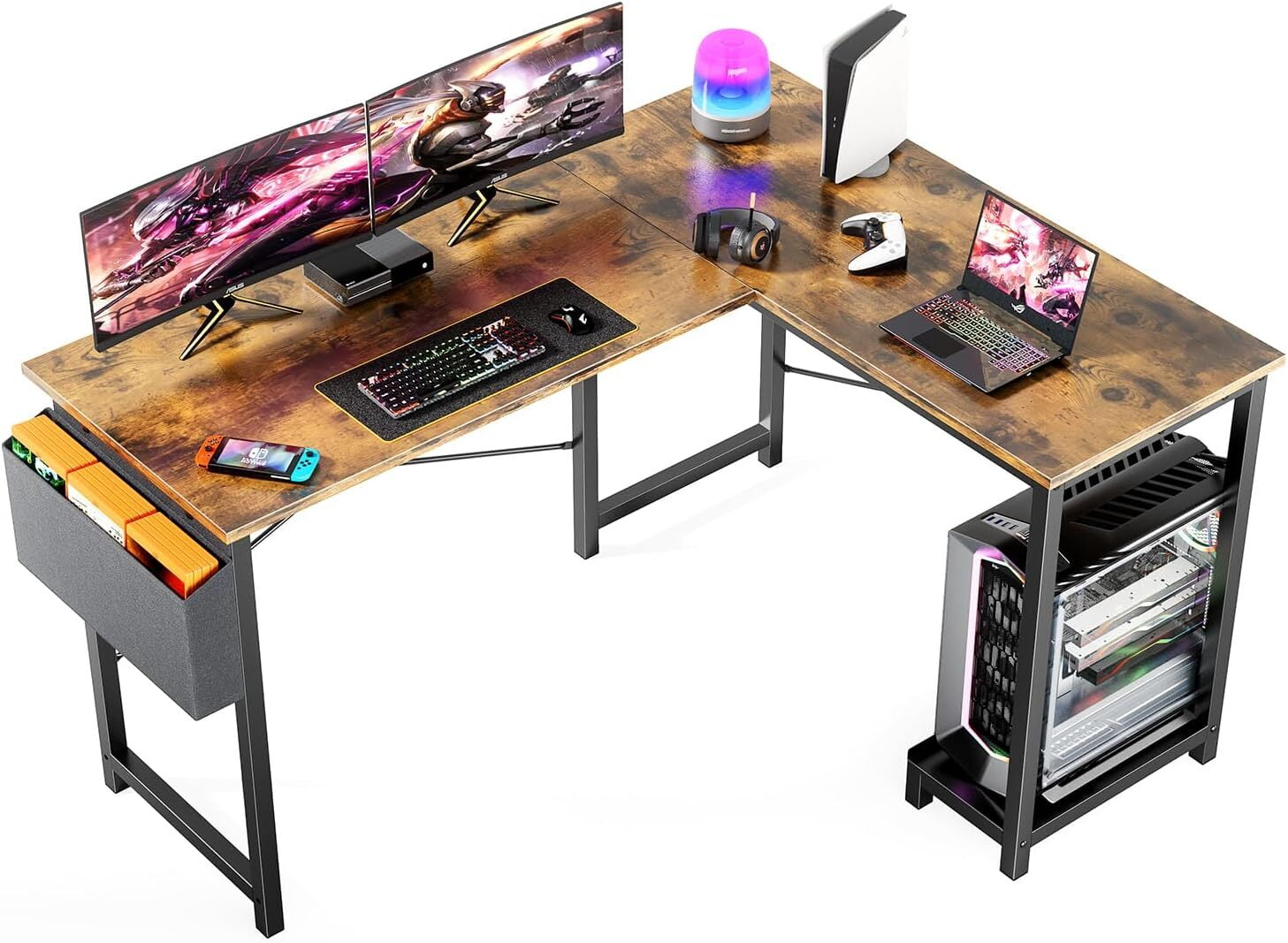 Coraluna L Shaped Desk Computer Gaming Corner Table 50 Inch Home Office ...