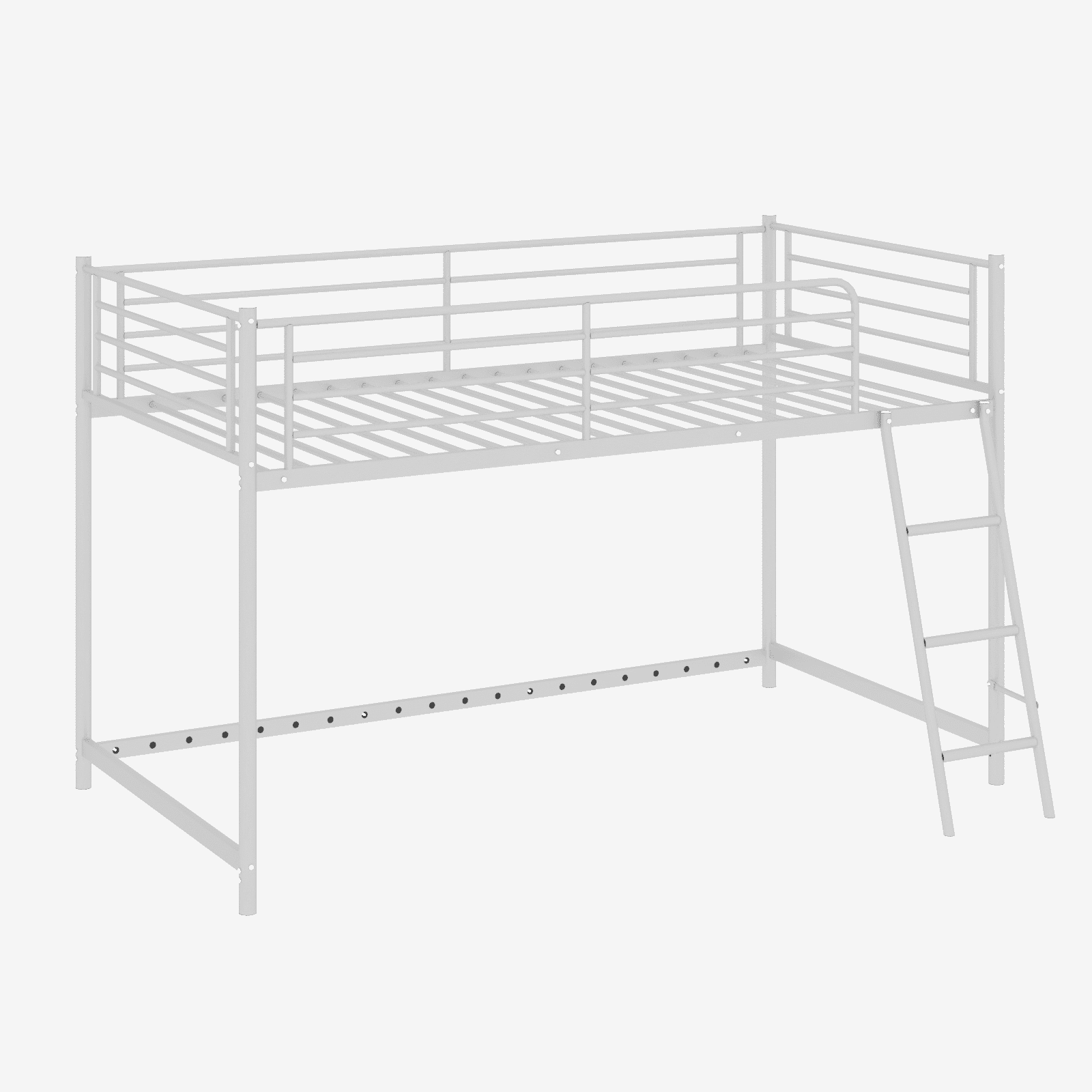 Coraluna Low Loft Bed with Inclined Ladder, Metal Twin Size Bed Frame ...