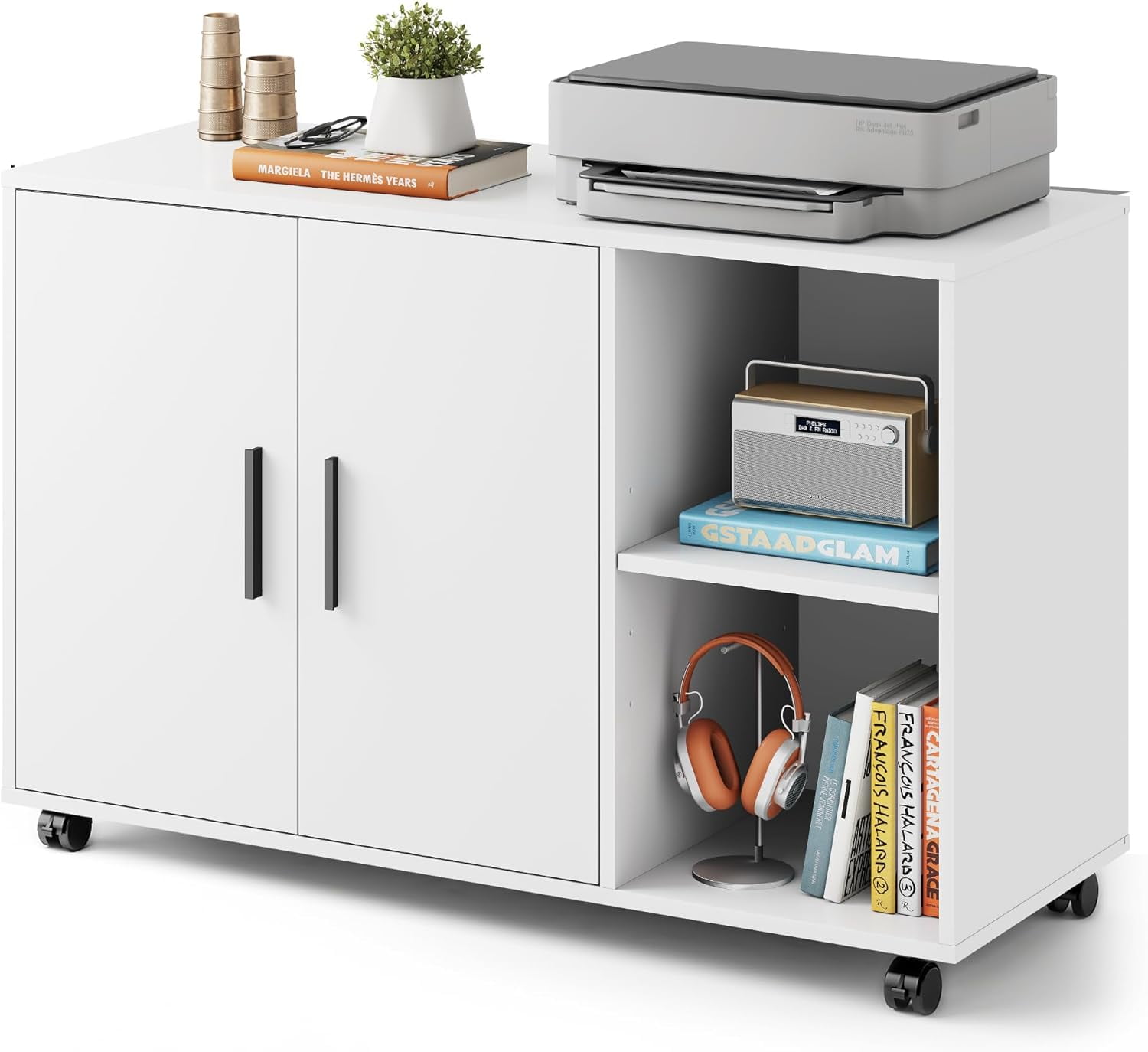Coraluna Office Storage Cabinet with Doors and Shelves, Lateral Printer ...