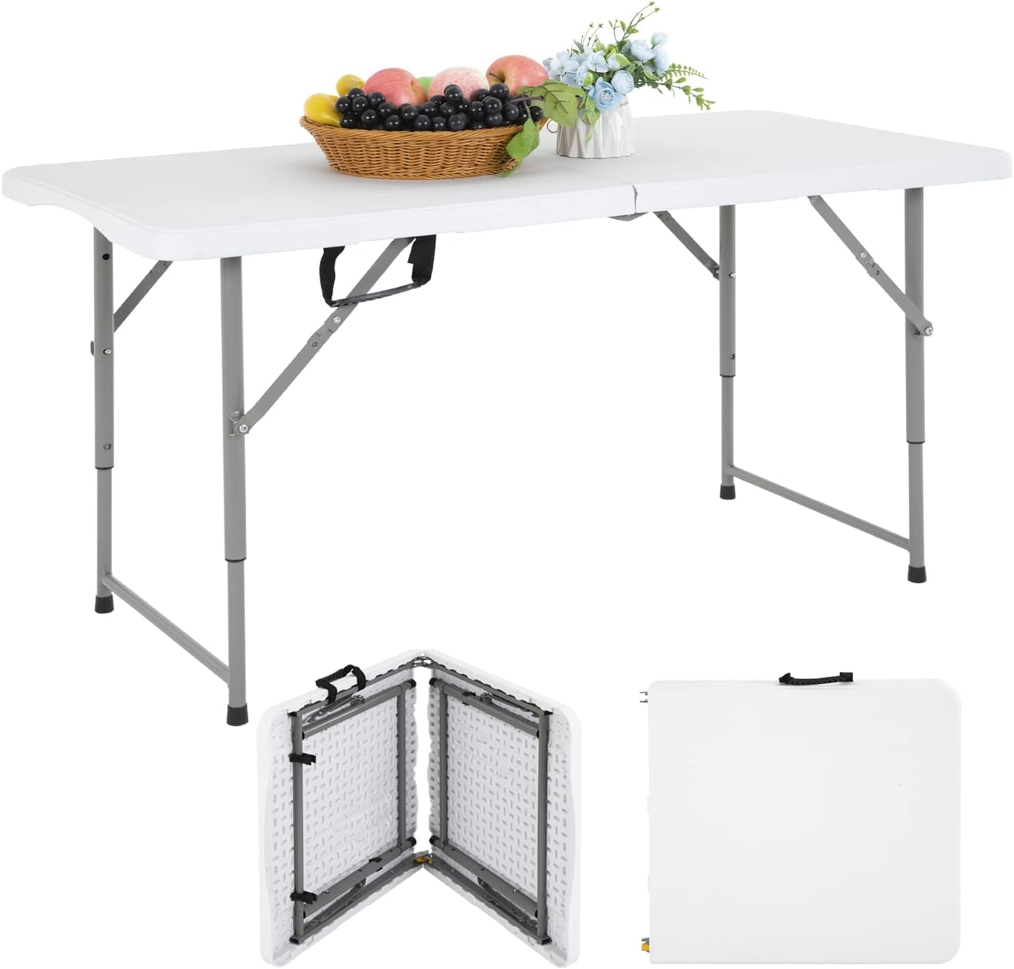Coraluna Plastic Folding Card Table, Portable Outdoor Dining Table with ...