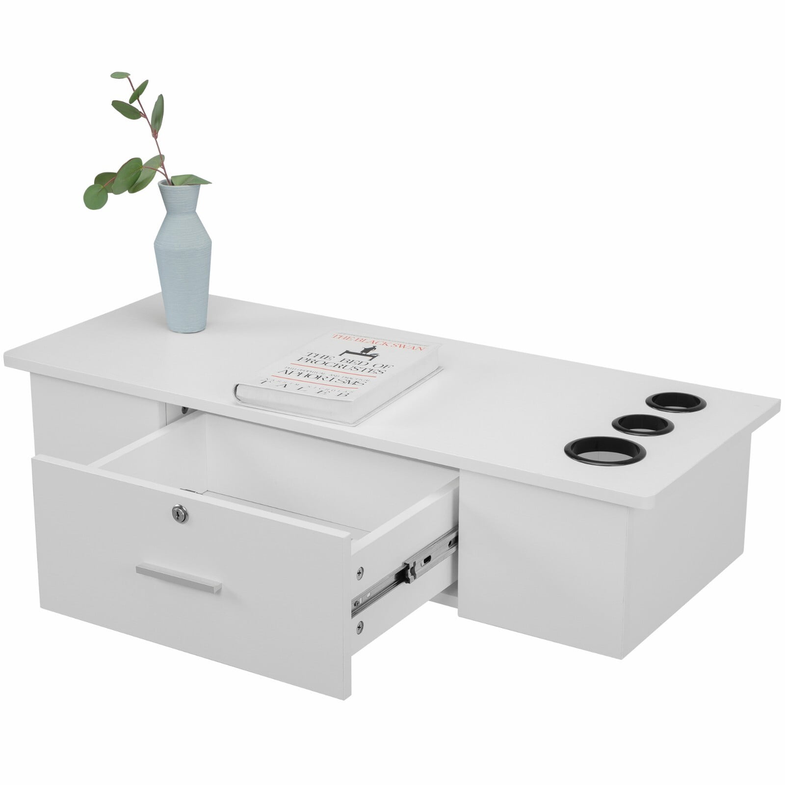 Coraluna Wall Mount Styling Barber Station with Locked Storage Drawer ...