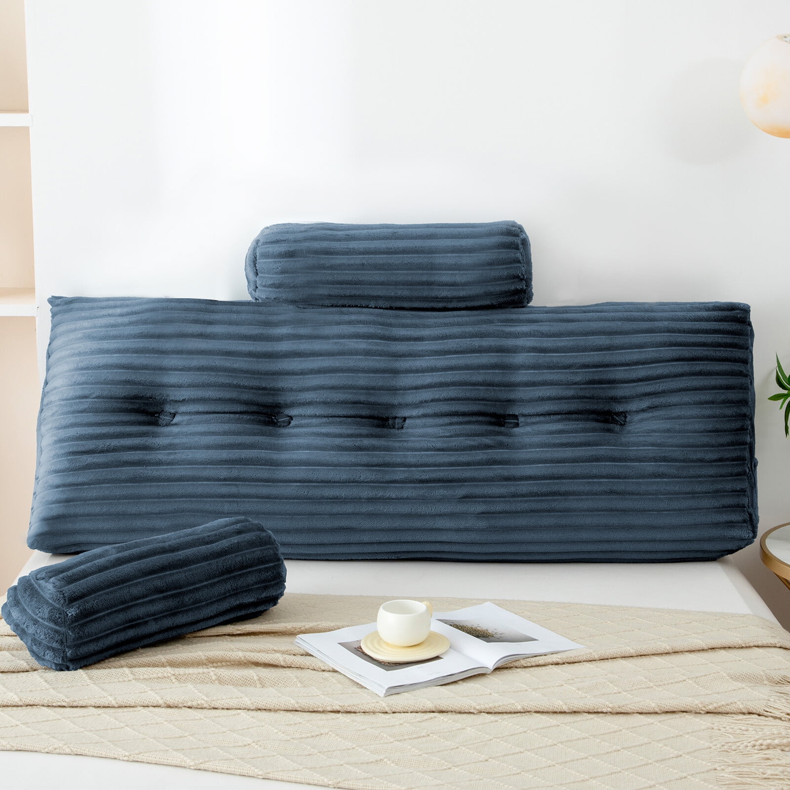 Coraluna Wedge Headboard Pillow with Neck Roll - Triangle Cushion for ...