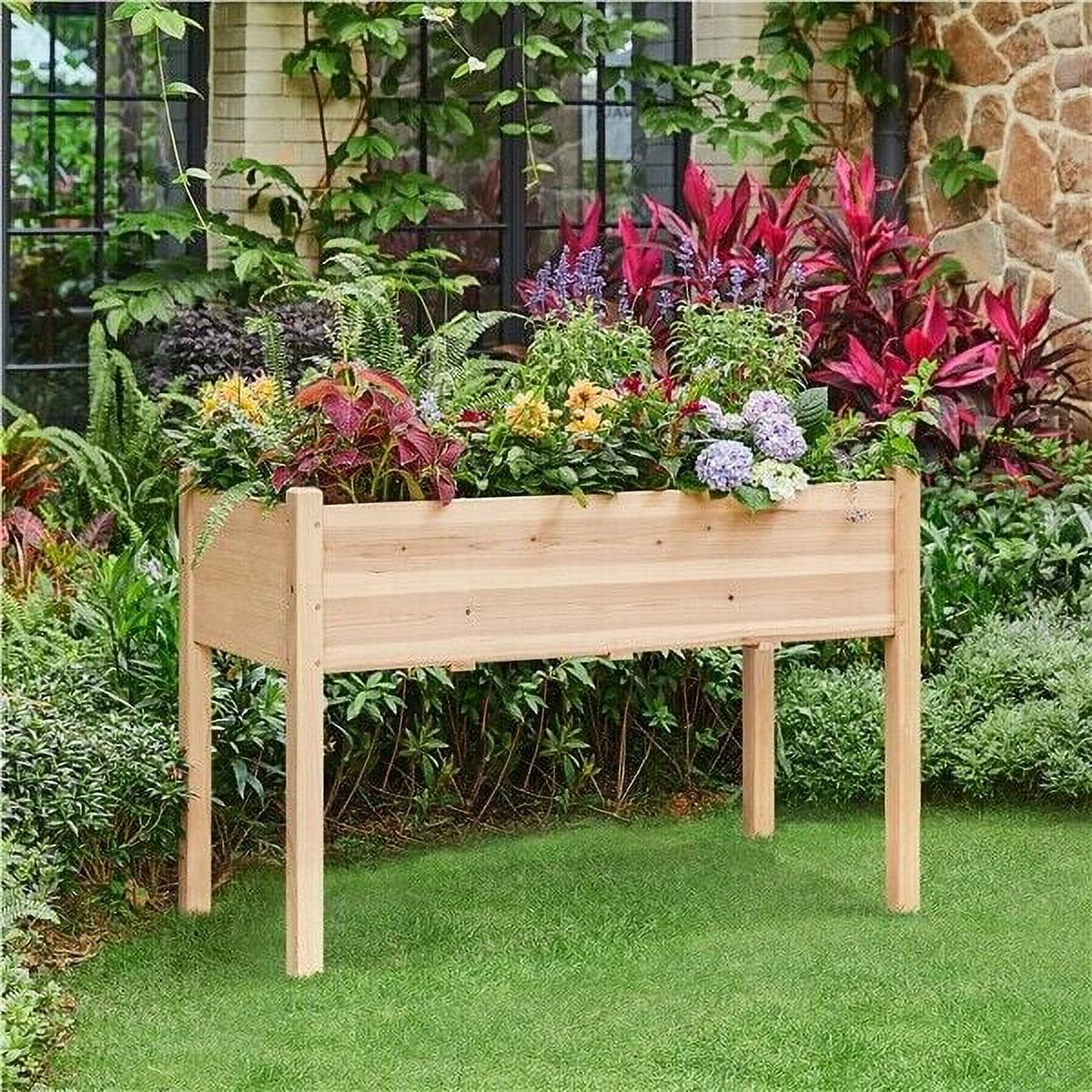 Coraluna Wooden Raised Garden Bed, Elevated Reinforced Large Planter ...