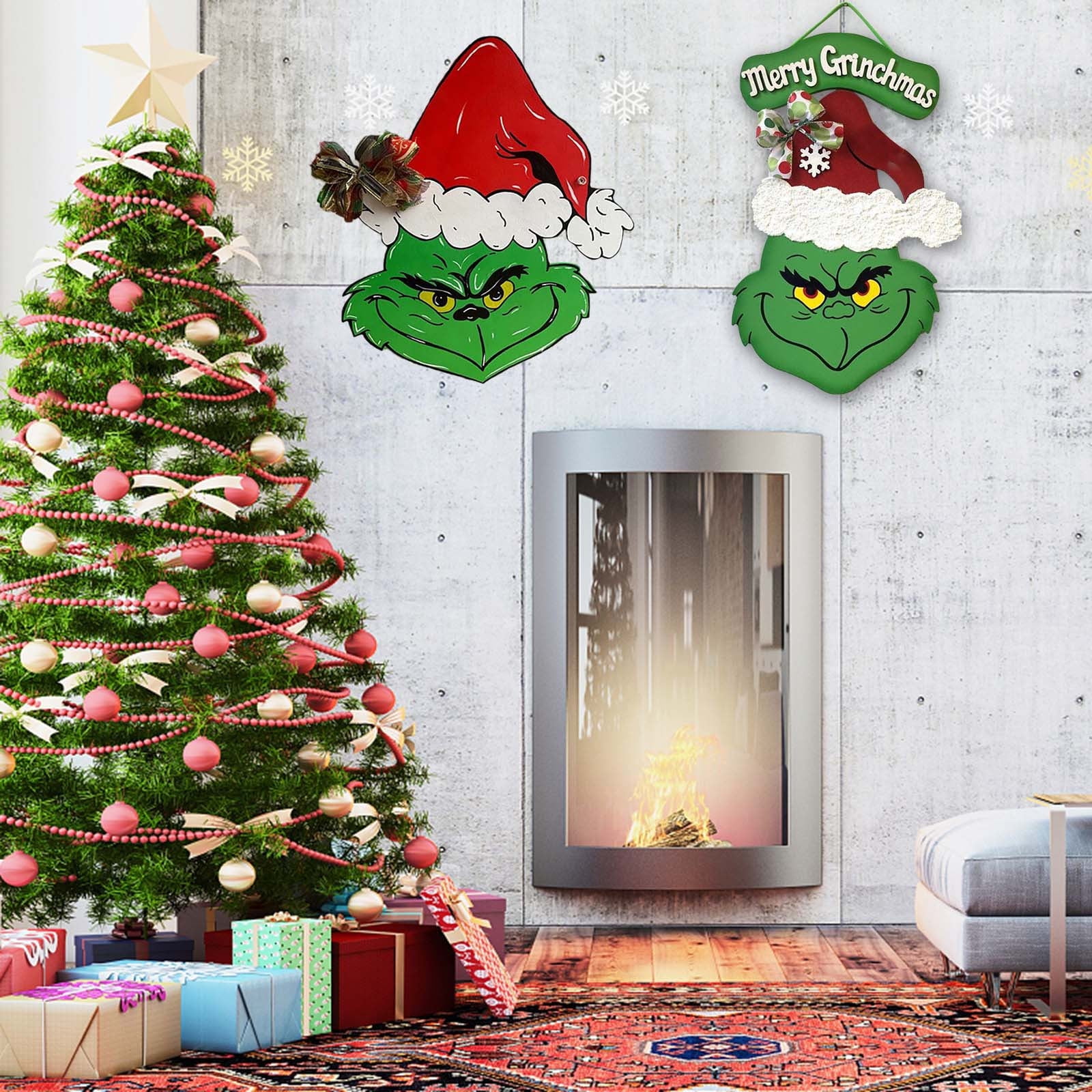 Corashan Grinch Welcome Sign, Funny Grinch Front Door Sign Wreaths ...