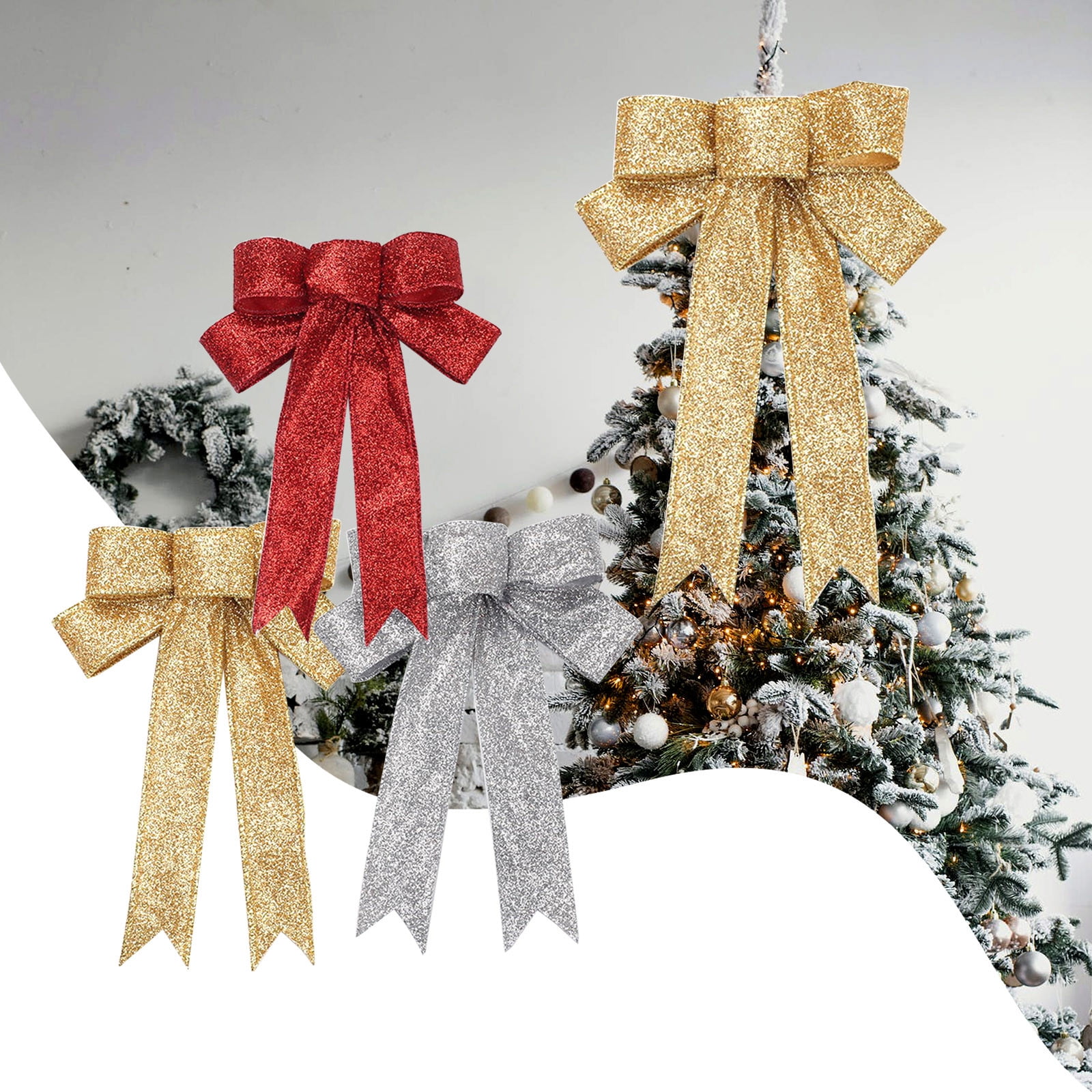 Corashan Ribbon Wreath Bow 10in Wide 18in Long Tails Christmas Tree