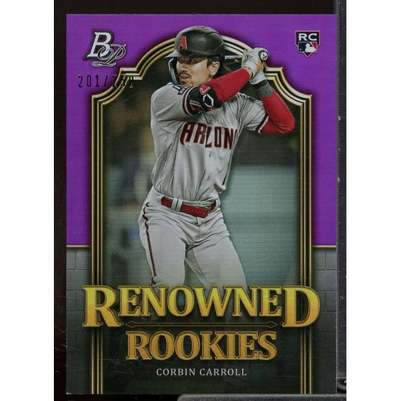 Corbin Carroll Rookie Card 2023 Bowman Platinum Renowned Rookies Purple ...