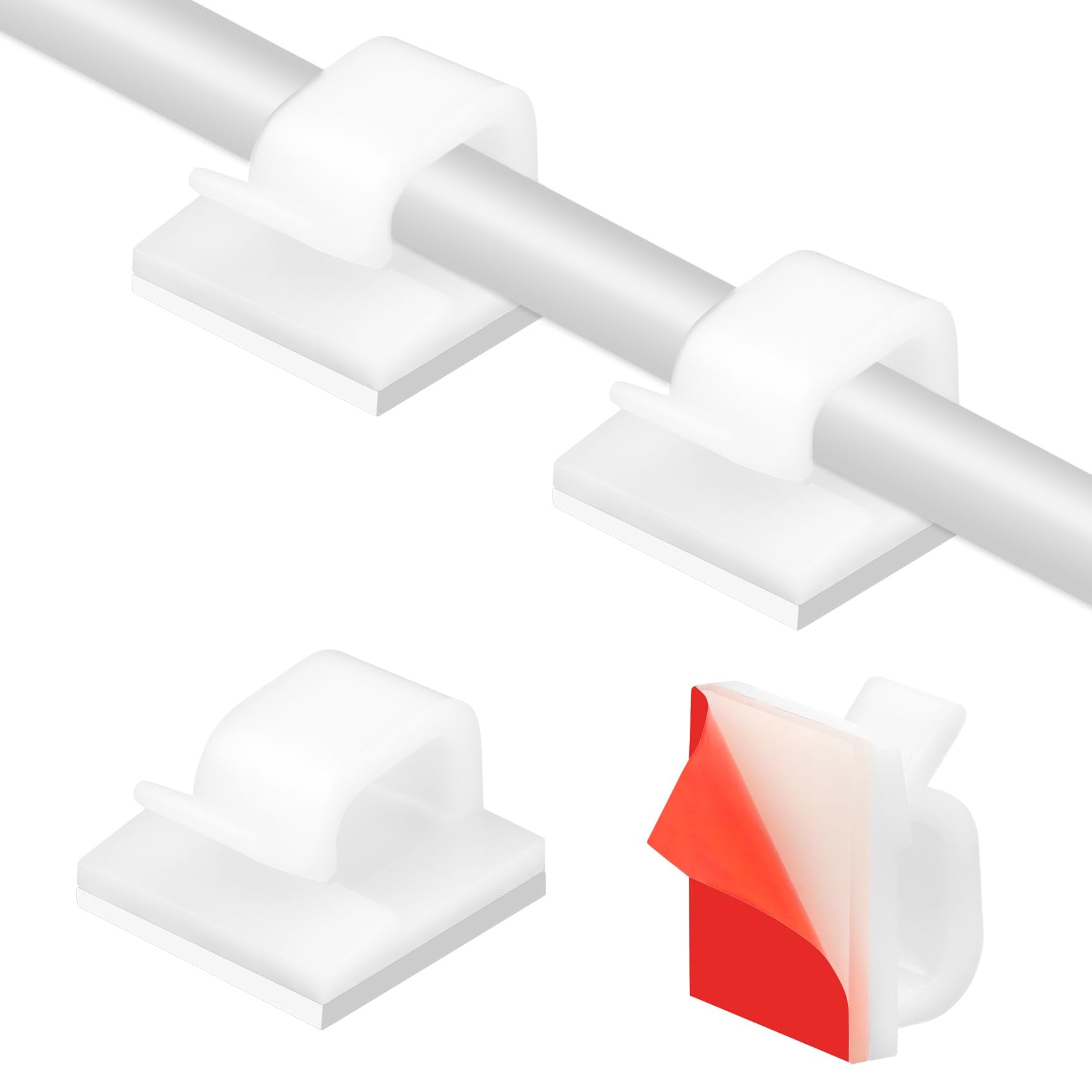 Cord Clips, 50 PCS Cable Holder, Command Strips, Cord Organizer for ...