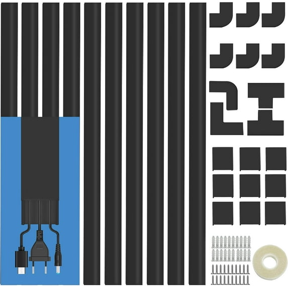 Cord Cover Raceway Kit - 157" Cable Concealer, Wire Hider for TV Wall ...