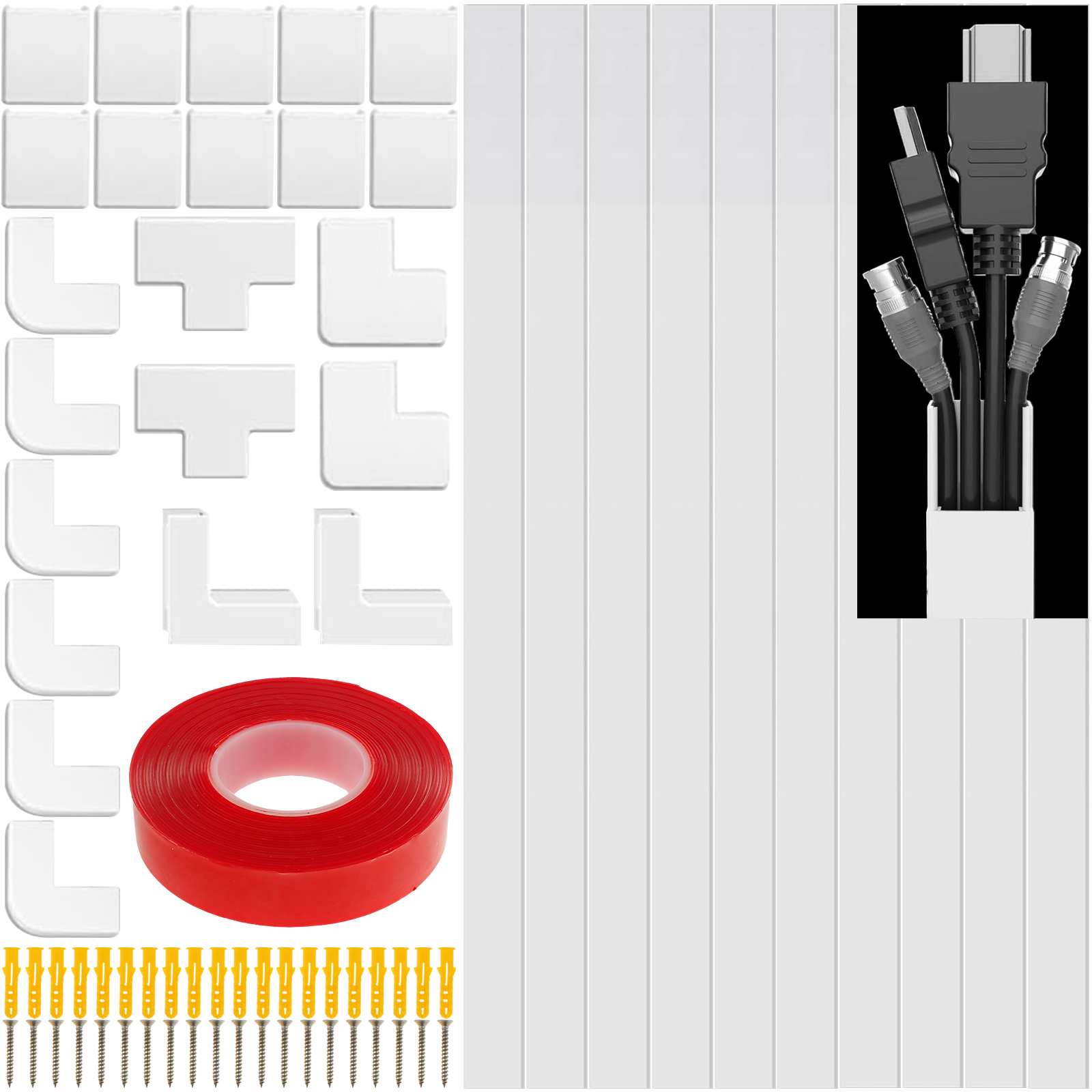 Cord Cover Raceway Kit Plastic Cable Cover Wall Channel Cable ...