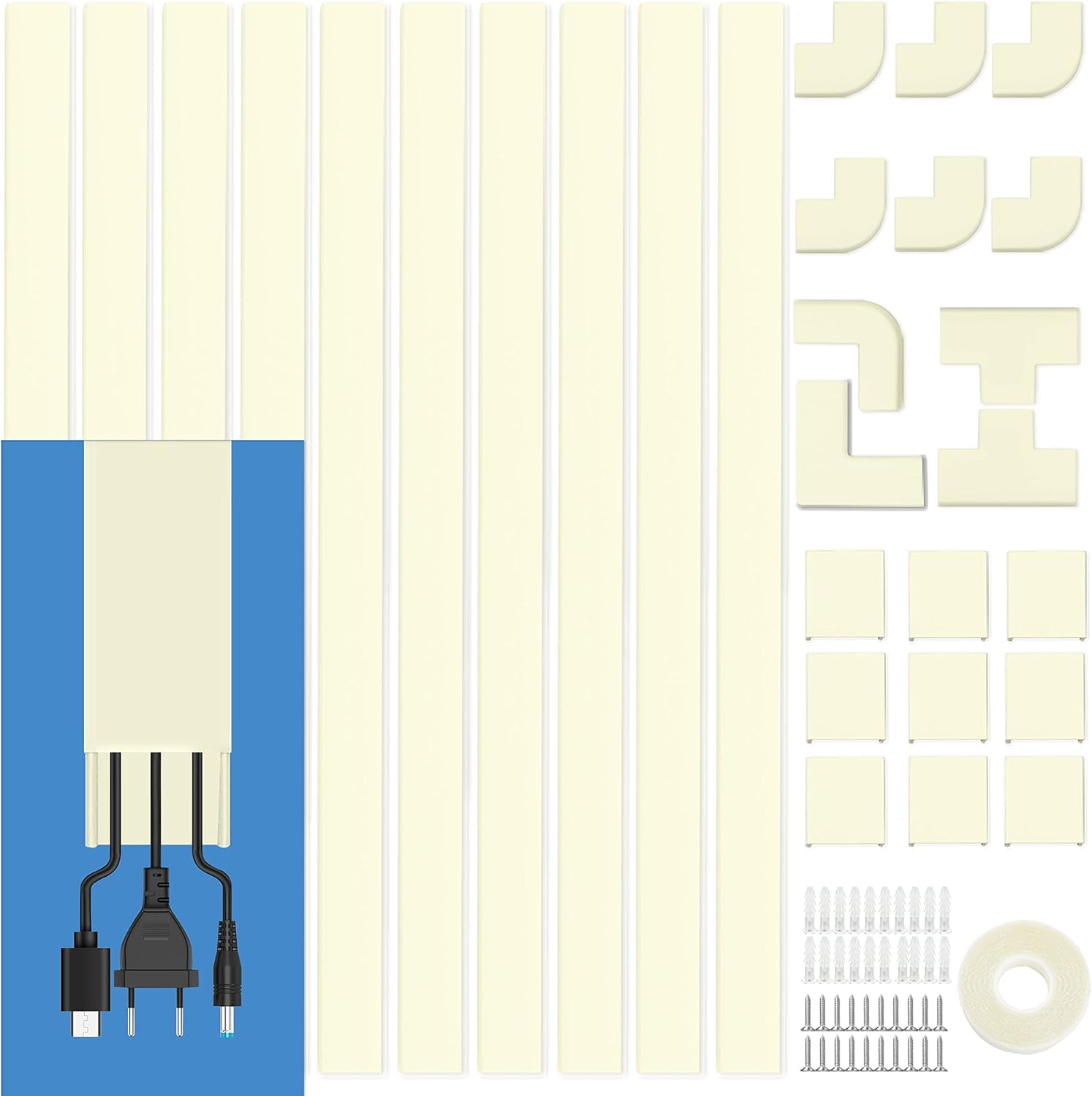 Cord Cover Wall Raceway Kit - 157" Cable Concealer, Wire Hiders for TV ...