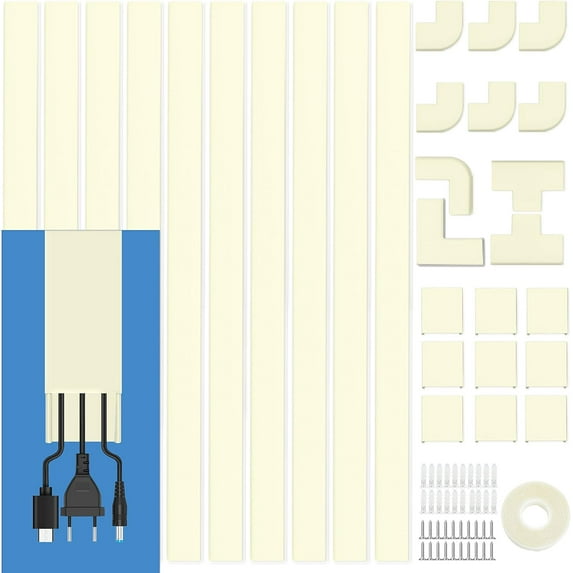 Cord Cover Wall Raceway Kit - 157" Cable Concealer, Wire Hiders for TV ...