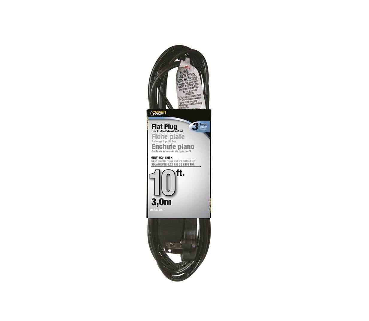 Power Zone 10 ft Black 3 Prong Extension Cord - Walmart.com