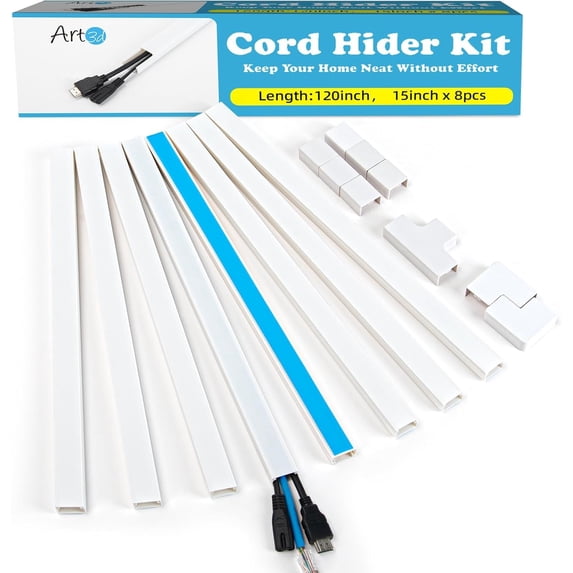 Cord Hider, 120in Cord Cover, Large Cable Hider, Self Adhesive Wire ...