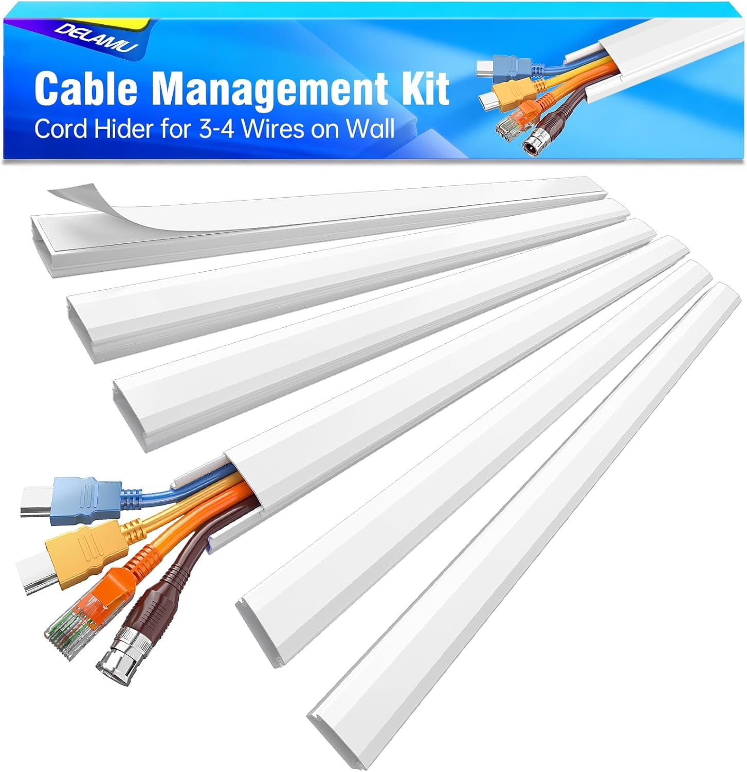 Cord Hider, Cord Covers for 3-4 Wires on Wall, Large Cable Hider Cable ...