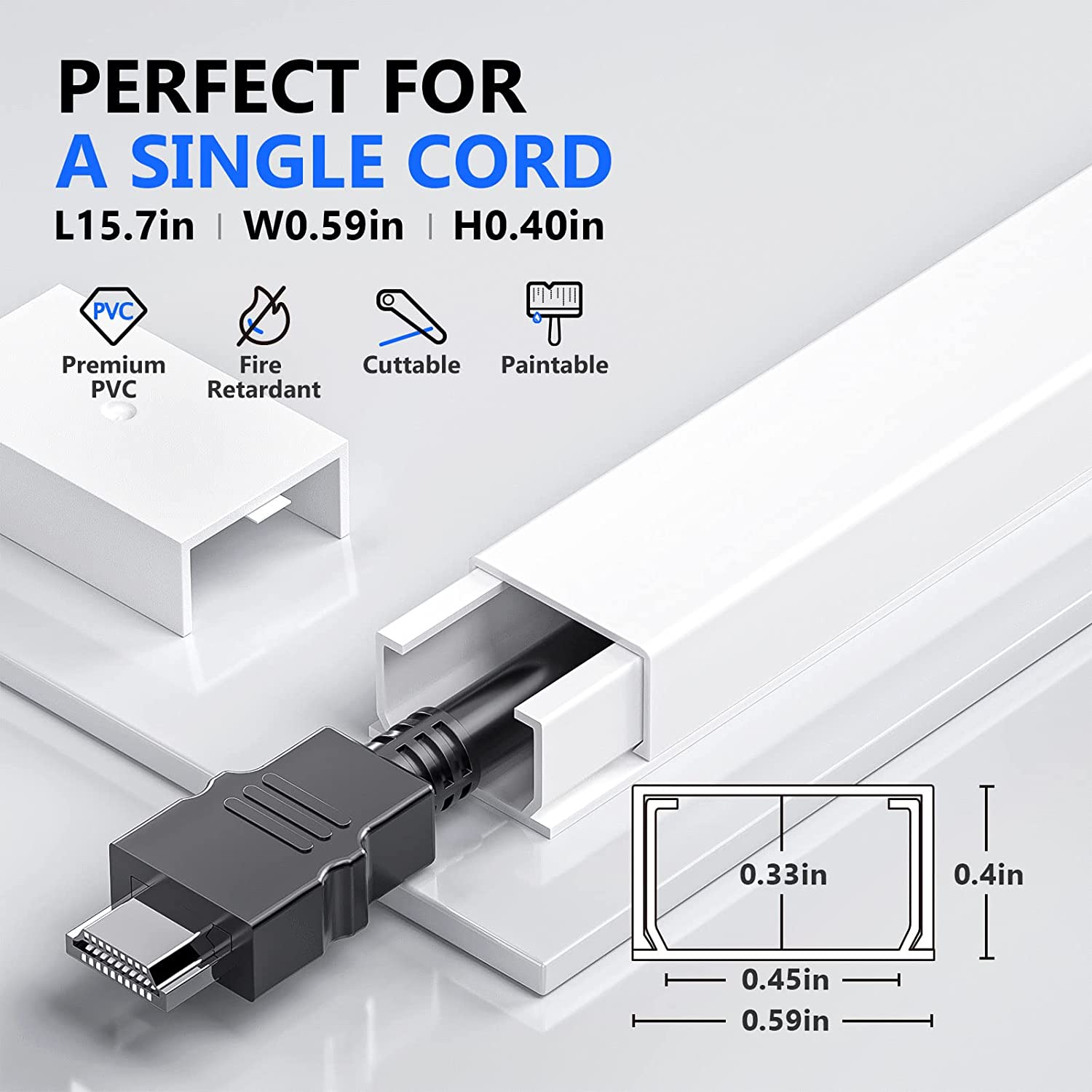 Delamu 142in One-Cord Channel Cable Concealer, Cord Hider Management ...
