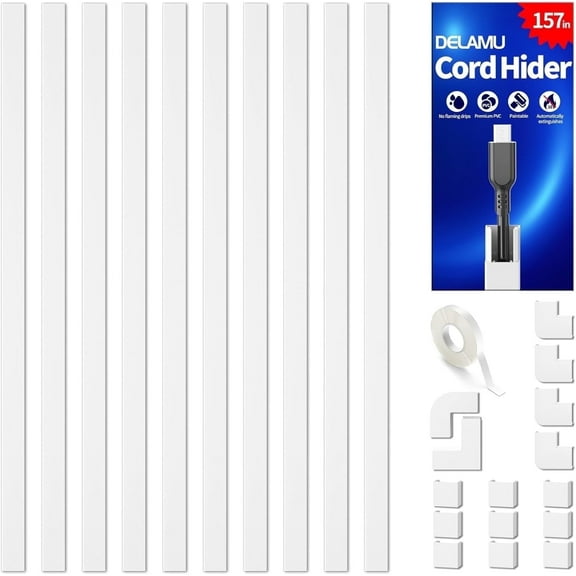 LINYAN-157in Cord Hider, Cord Cover Wall Cable Management, Paintable ...