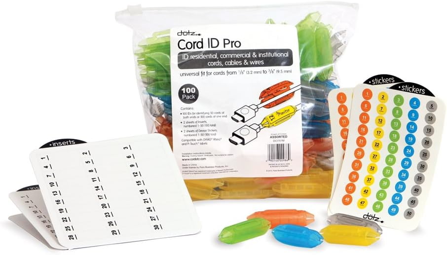 Cord ID Pro Cord and Cable Identification System, 100 Count Bag, orted ...