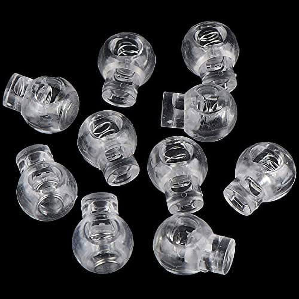 Cord Lock Clear Frost Round Ball Cord Locks Toggles End Plastic Stop ...