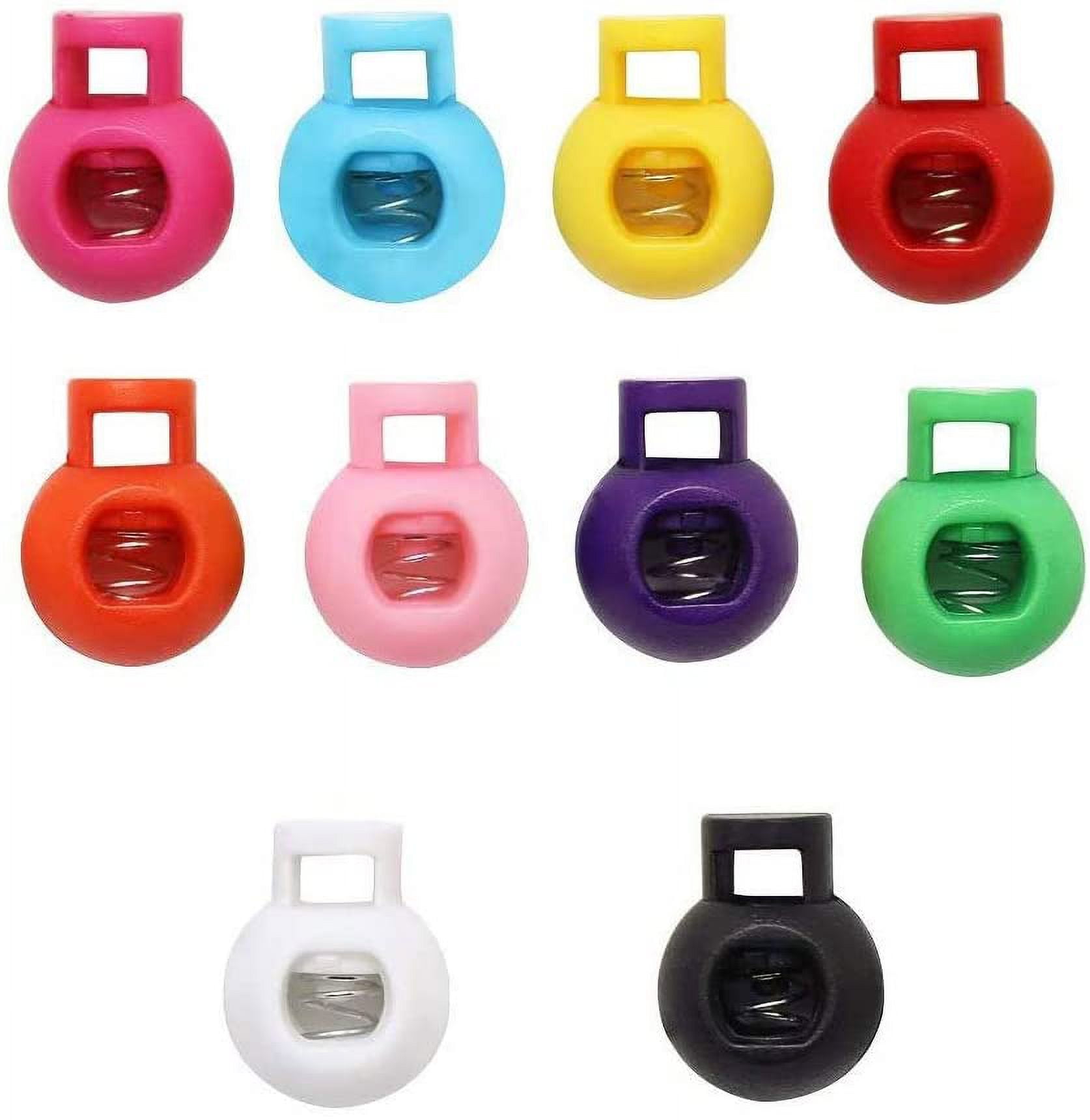 Cord Locks Multi Color Plastic Toggle Single Hole Spring Loaded Elastic ...