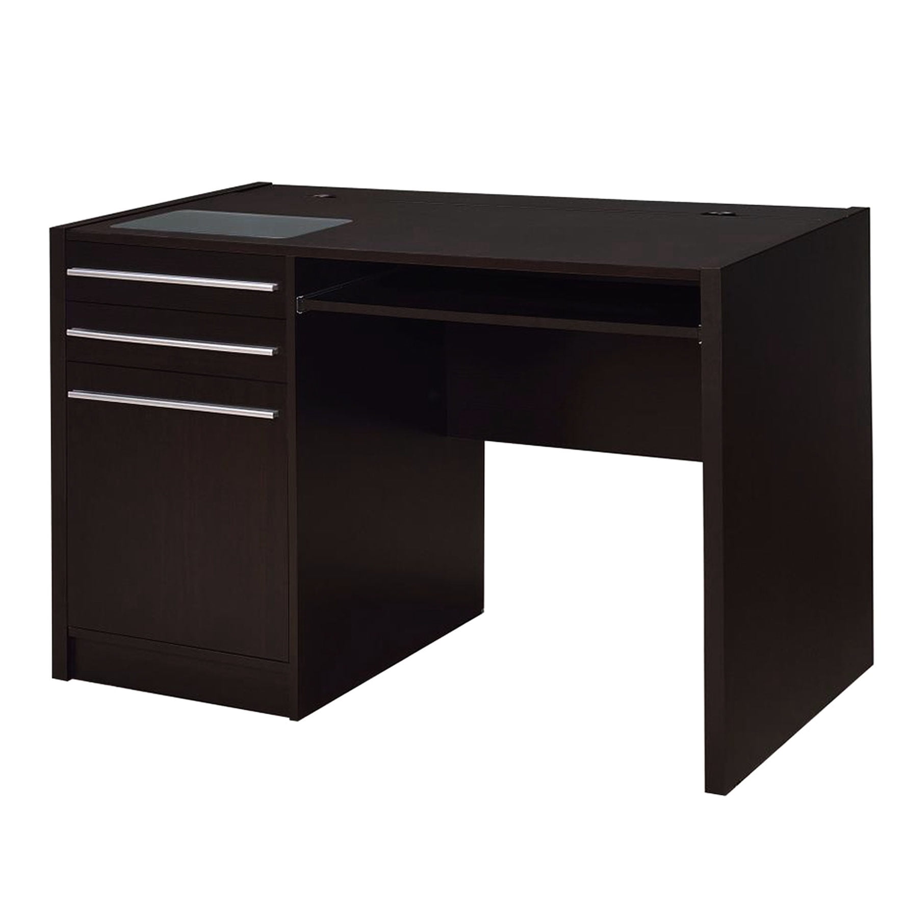 Cord Management & Clear View - Cappuccino MDF Office Desk with Charging ...