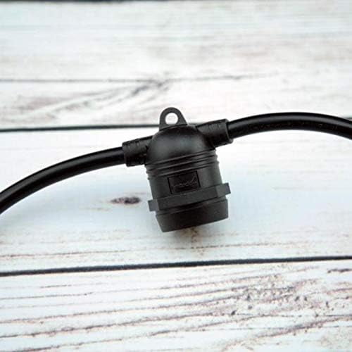 (Cord ONLY 24 Socket Outdoor Commercial String Light 54 FT Black Cord w ...